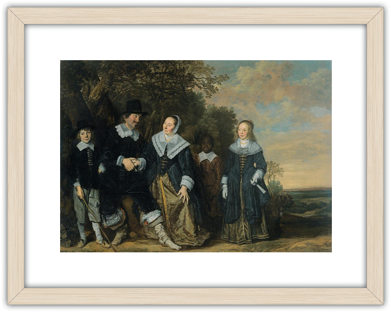 Family group in front of a landscape